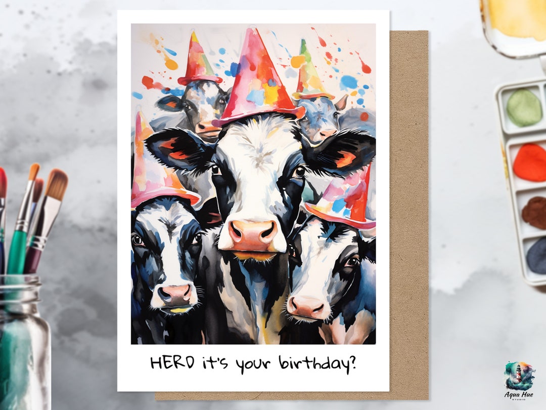 Cows Birthday Greeting Card, Funny Farm Animal Card, Farm Animal ...