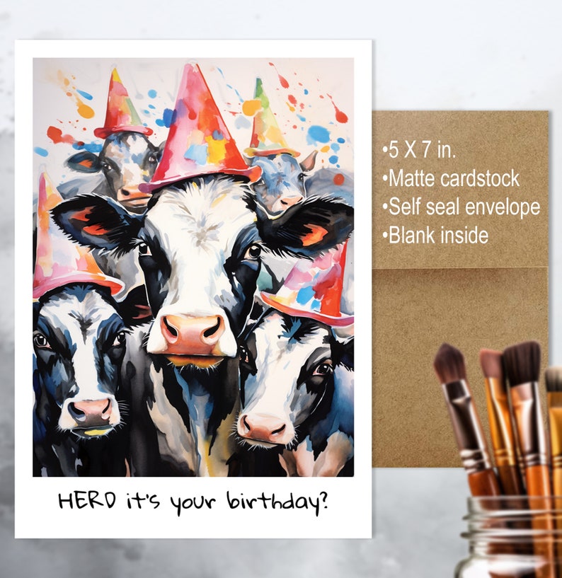 Cows Birthday Greeting Card, Funny Farm Animal Card, Farm Animal ...