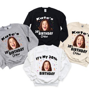 Custom Face Stick Figures Birthday Sweatshirt, Birthday Photo Sweater ...