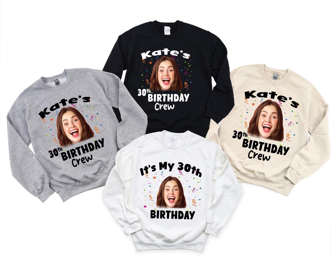 Personalization Face Stick Figures Birthday Sweater, Customized Photo ...