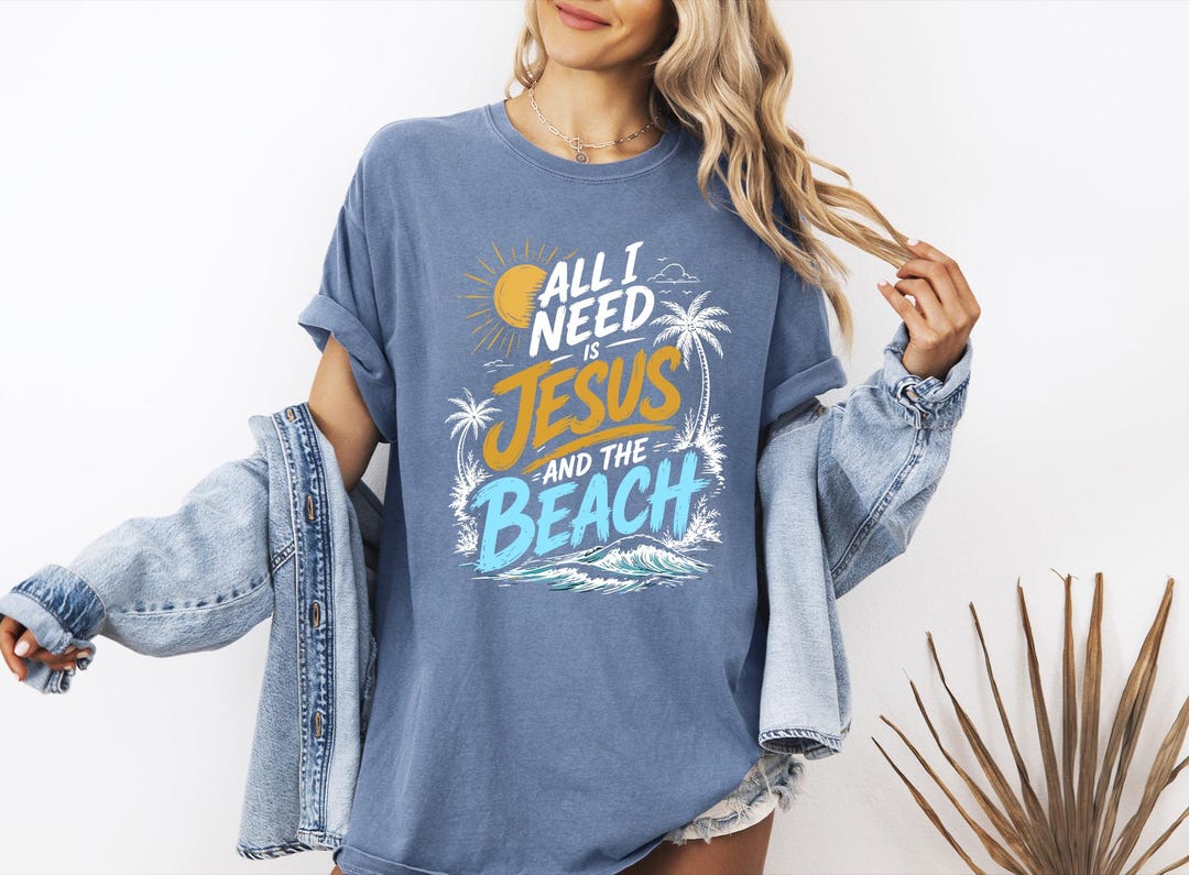 Christian Beach Shirt, Retro Sunset Faith Tee, Jesus Summer Vacation ...