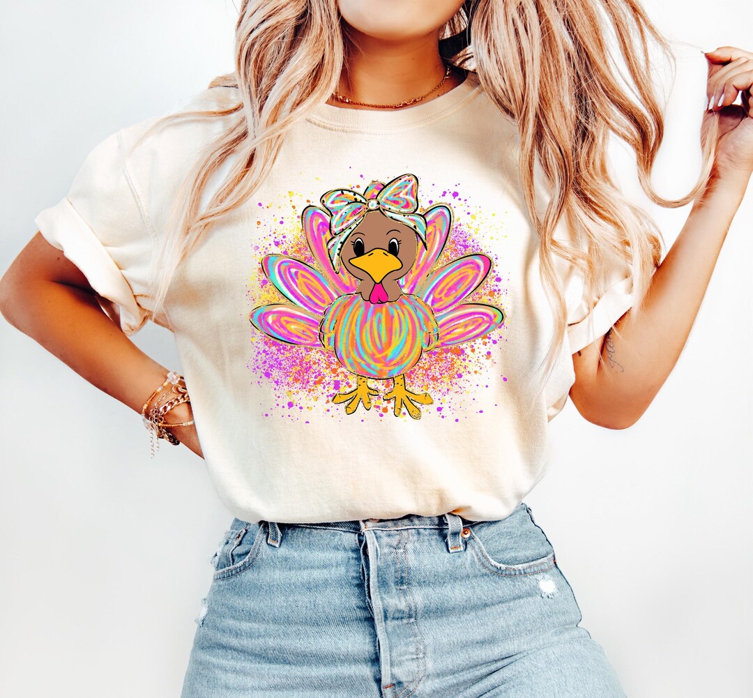 Watercolor Turkey Shirt, Comfort Colors Turkey Shirt, Colorful Turkey ...