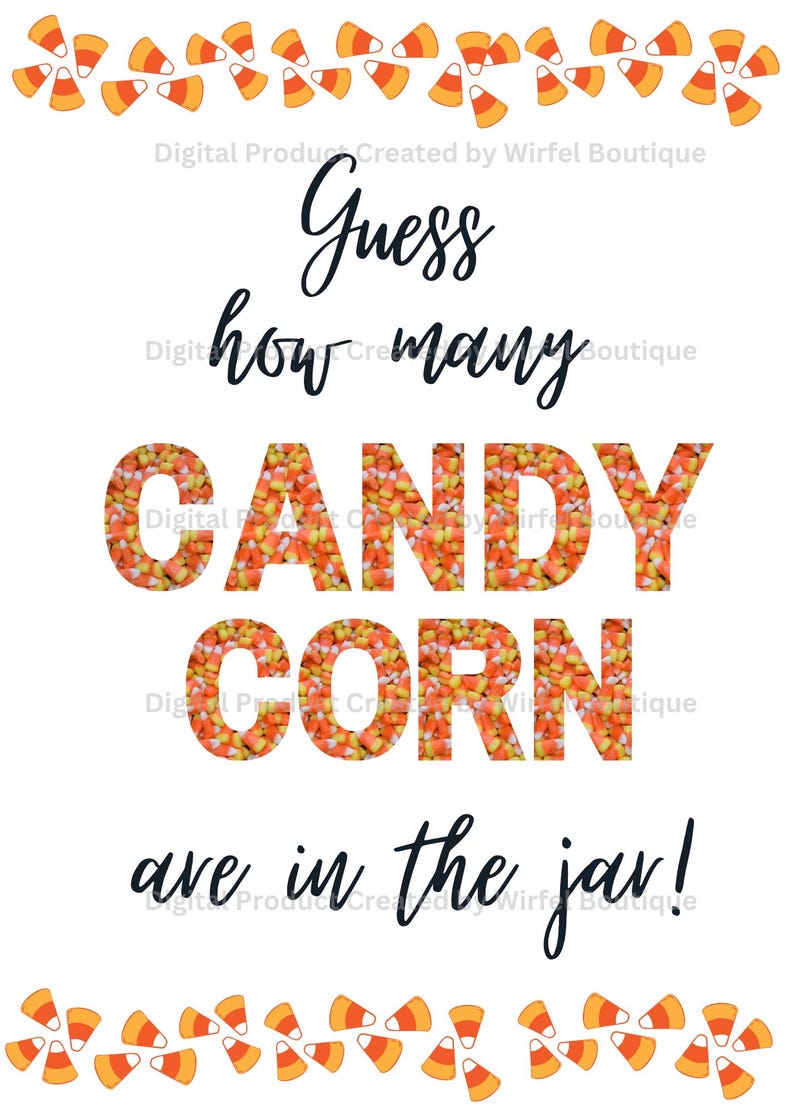 Number Jar Guessing Game Sign, Candycorn, Halloween, Fall Party Game ...