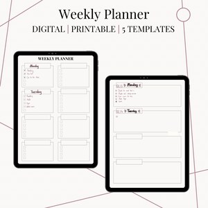 Weekly Planner Minimalistic Printable and Digital for Goodnotes ...