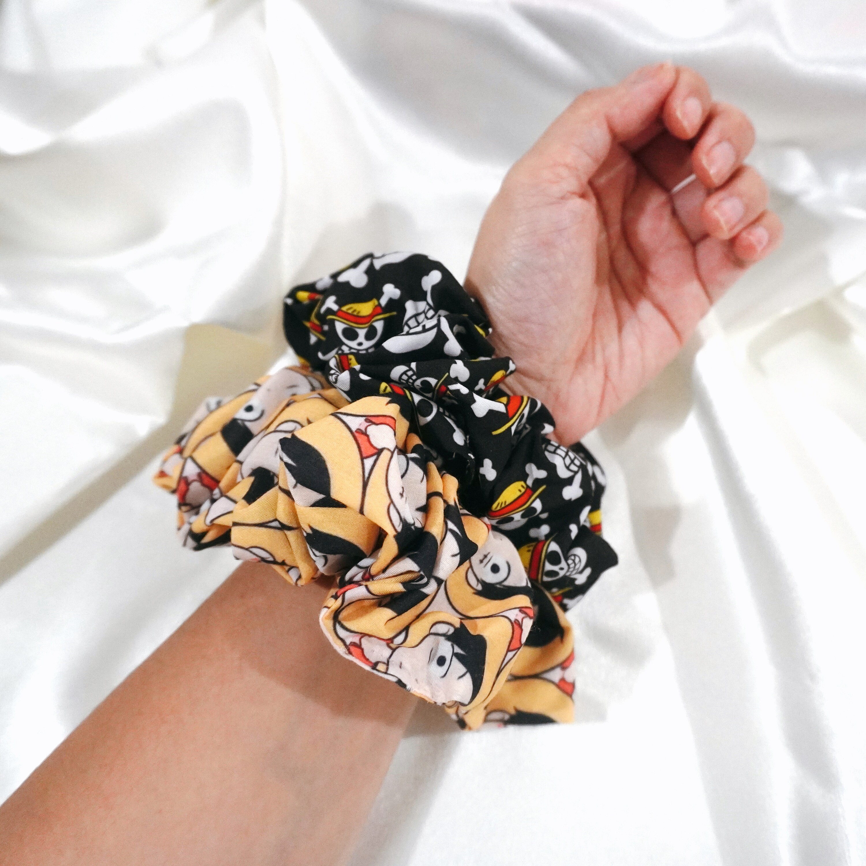 Luffy Pirate Anime Scrunchies Black or White - Etsy