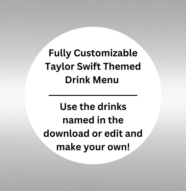 CUSTOMIZABLE Taylor Swift Themed Drink Menu - Etsy