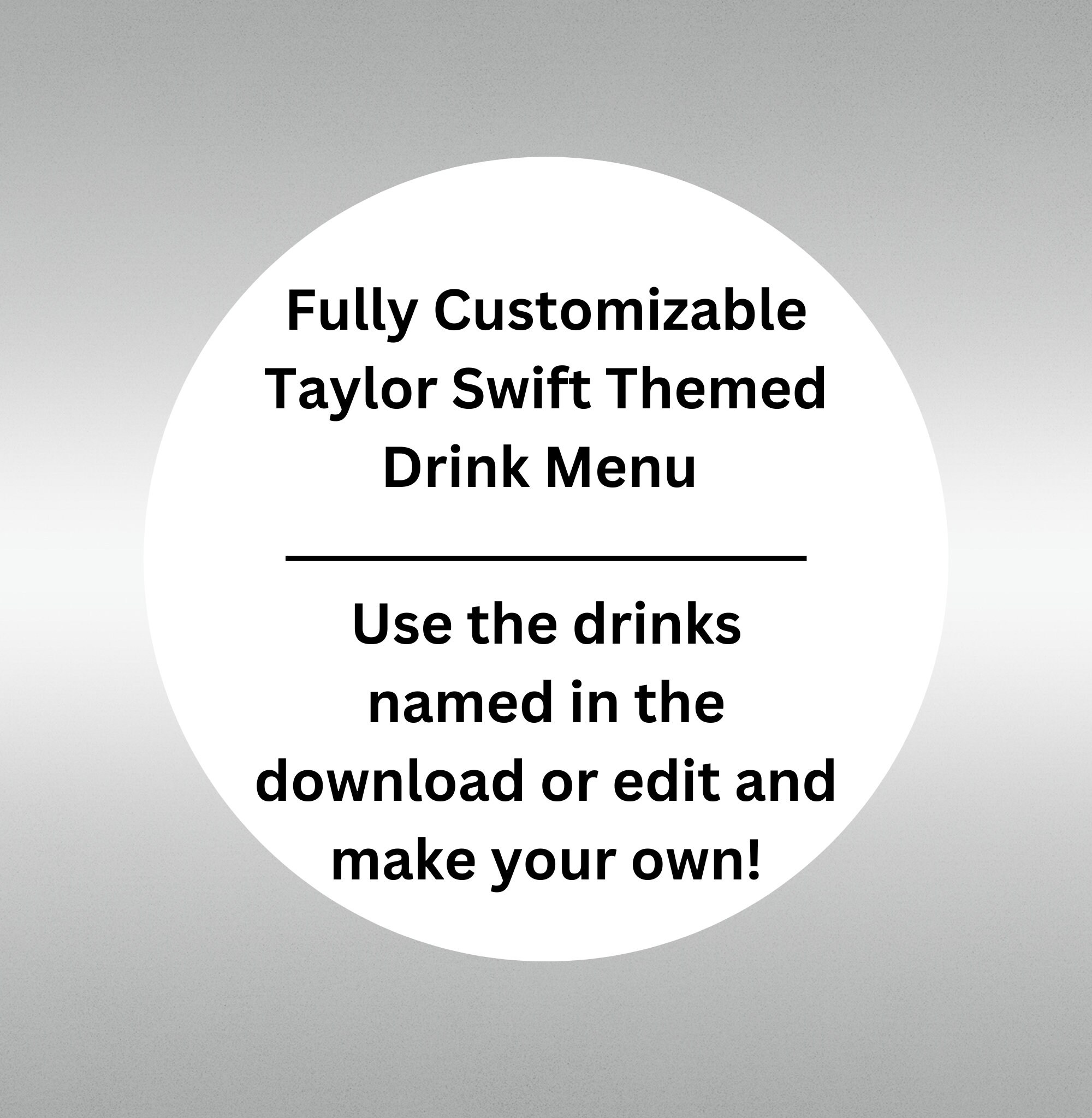 CUSTOMIZABLE Taylor Swift Themed Drink Menu - Etsy