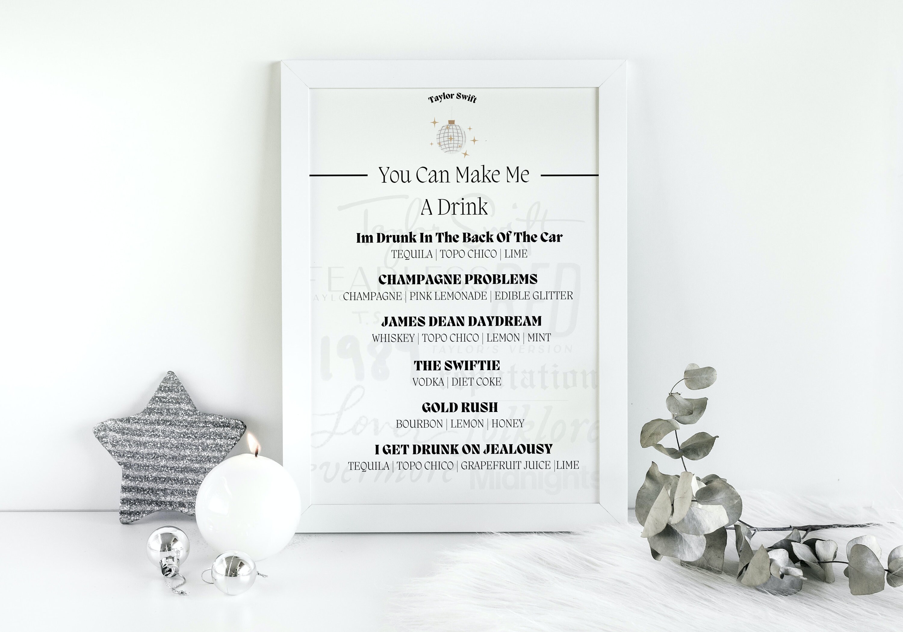 CUSTOMIZABLE Taylor Swift Themed Drink Menu - Etsy