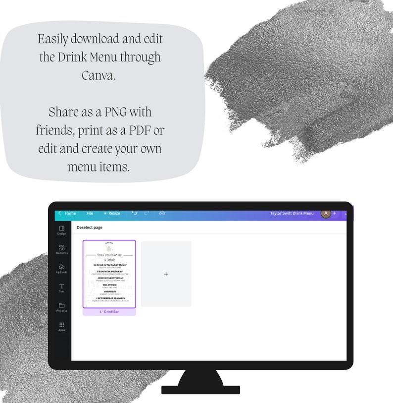 CUSTOMIZABLE Taylor Swift Themed Drink Menu - Etsy