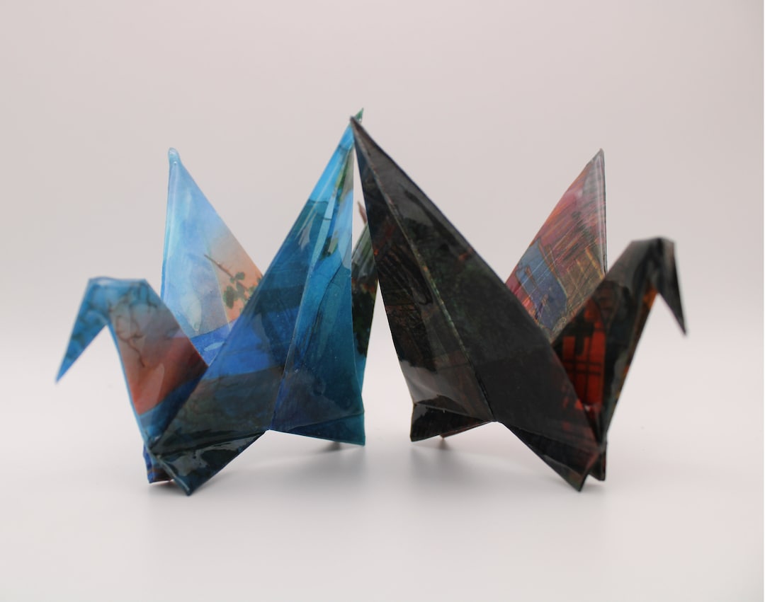Origami Paper Crane Decoration for Living Room Origami Shelf Decoration ...