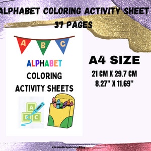 ABC Printable Kids Coloring Sheets, Alphabet Kindergarten Activity, A ...