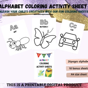 ABC Printable Kids Coloring Sheets, Alphabet Kindergarten Activity, A ...