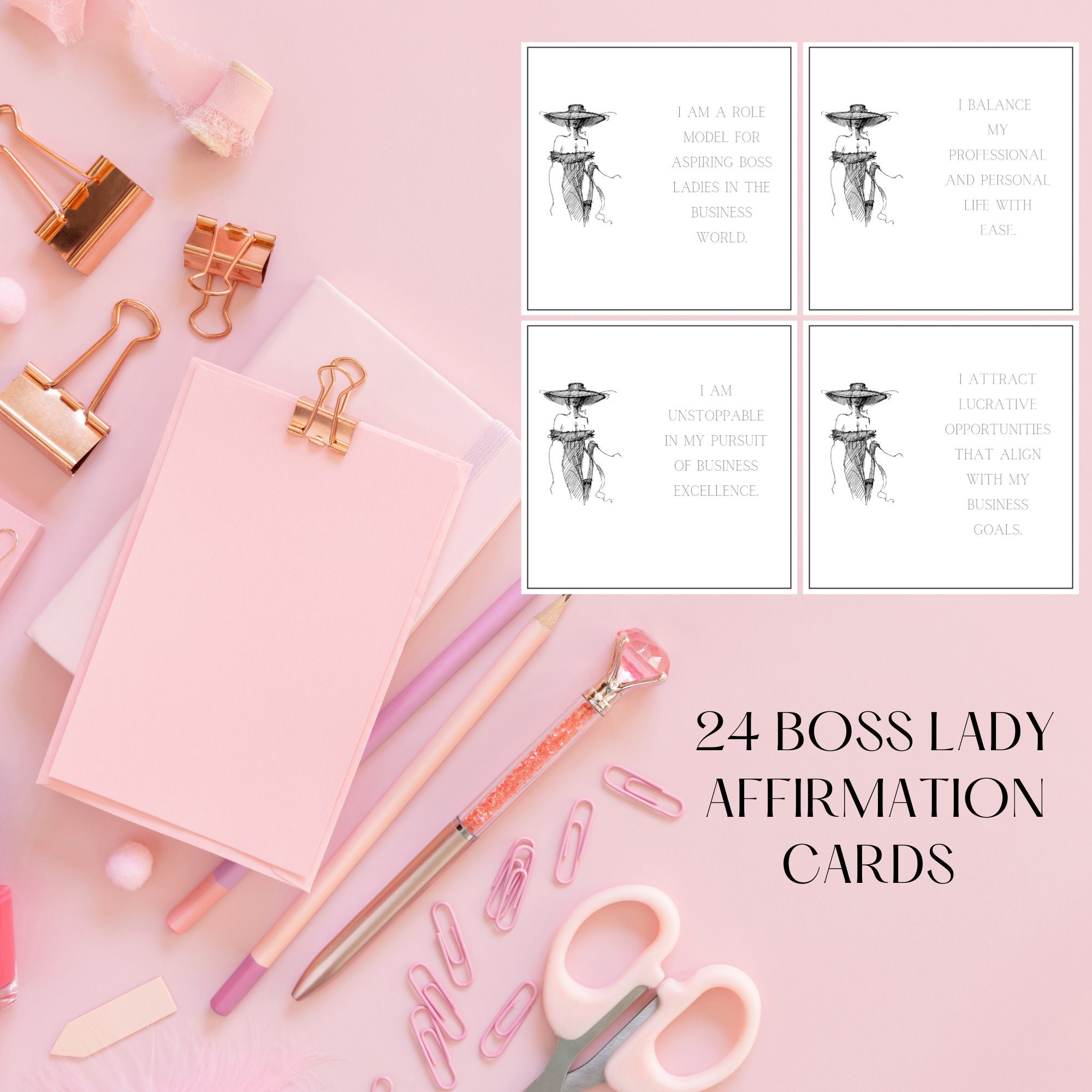 Girl Boss Lady Affirmation Cards, Motivational Quotes, Confidence ...