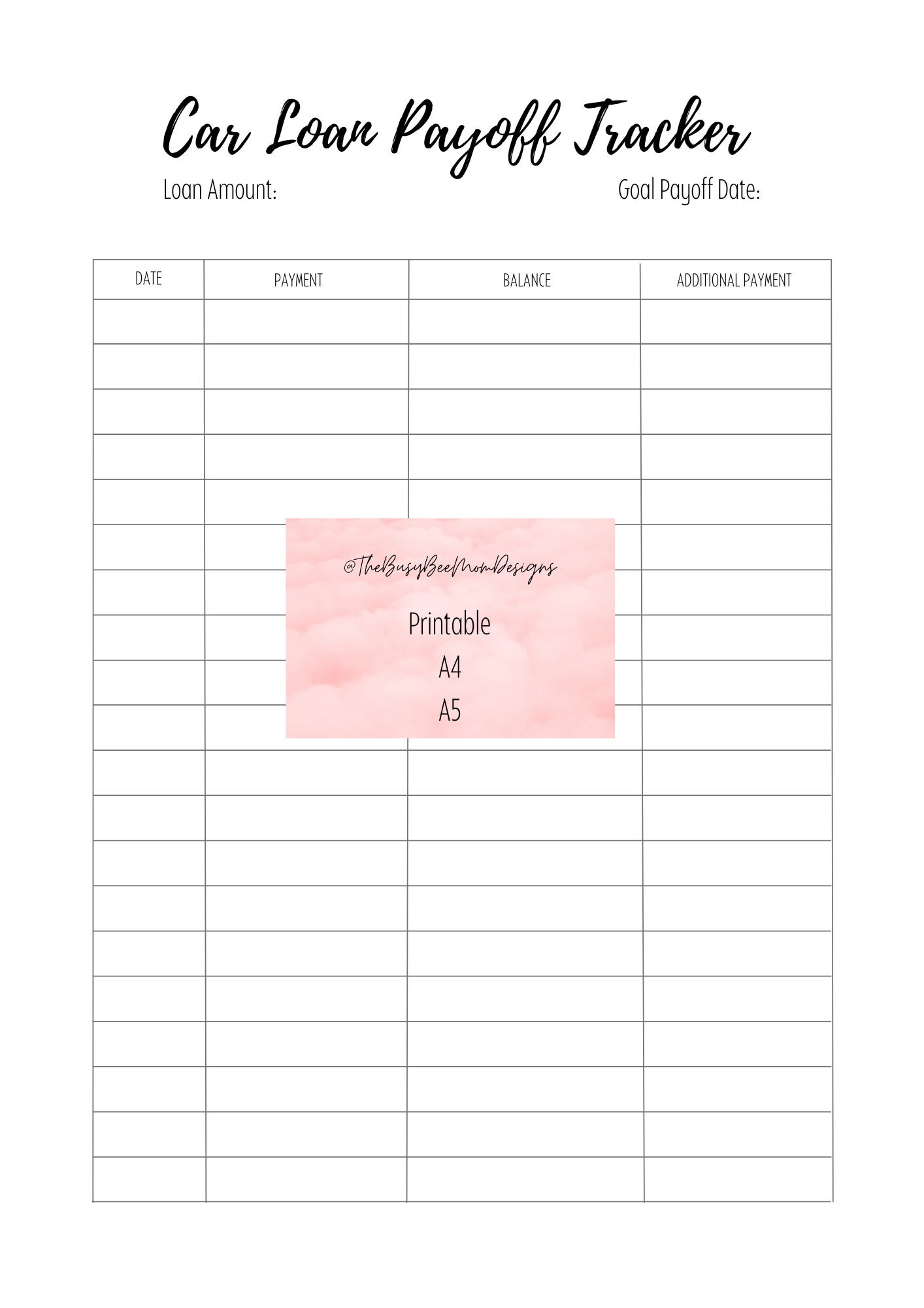 Car Loan Payoff Tracker - Etsy