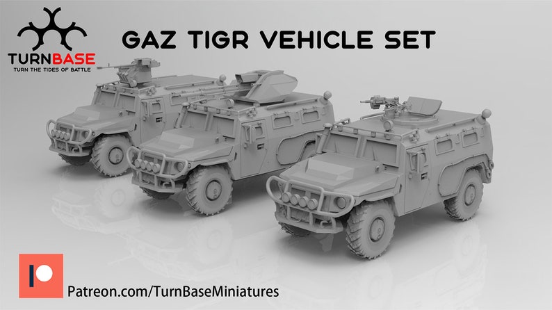 GAZ 2975 TIGR Armored Vehicle 3 Types Turnbase Miniatures Miniature ...