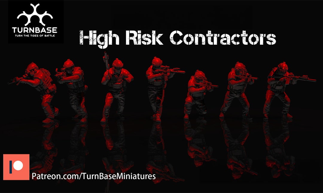 High Risk Contractors Set of 7 Turnbase Miniatures Miniature Wargaming ...