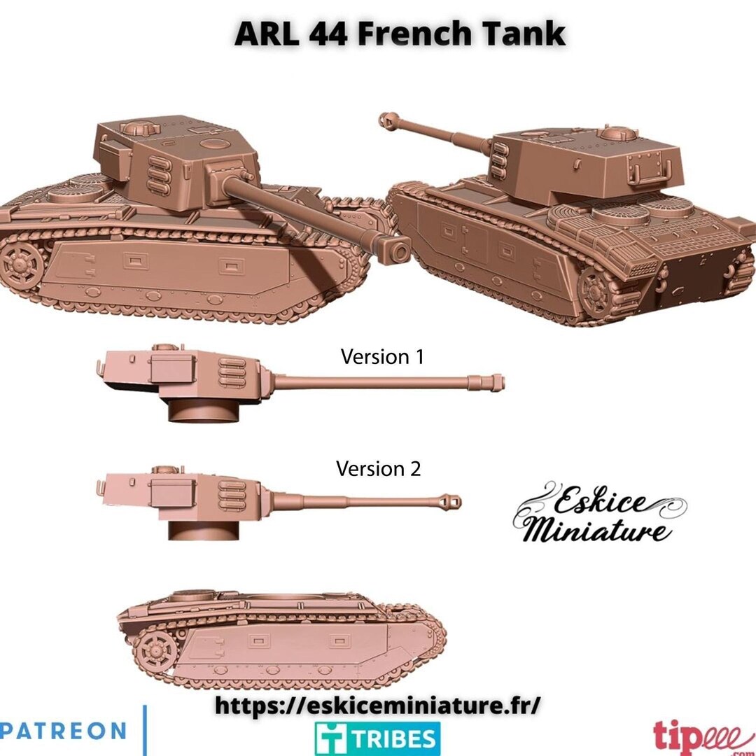 Arl 44 French Tank | Eskice Miniature | Miniature | Wargaming | 28mm ...