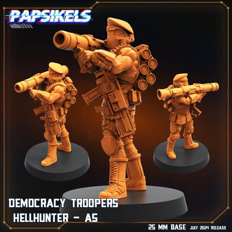 Democracy Troopers Hell Hunters | Set of 8 | Hero Scale | Miniature ...