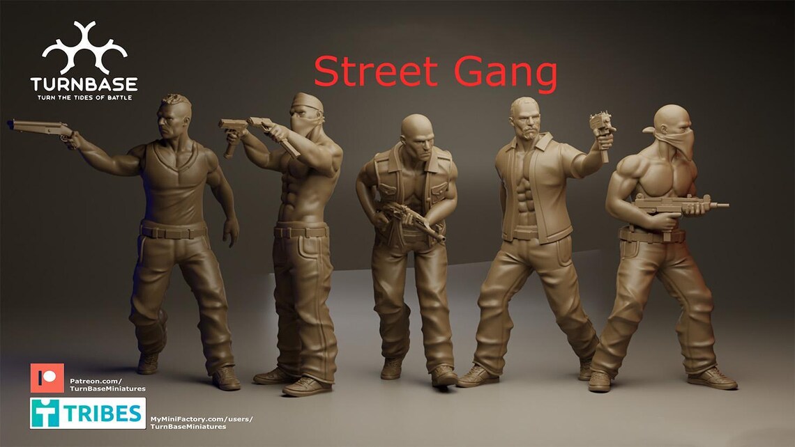 Street Gang Set of 5 | Turnbase Miniatures | Miniature | Wargaming ...