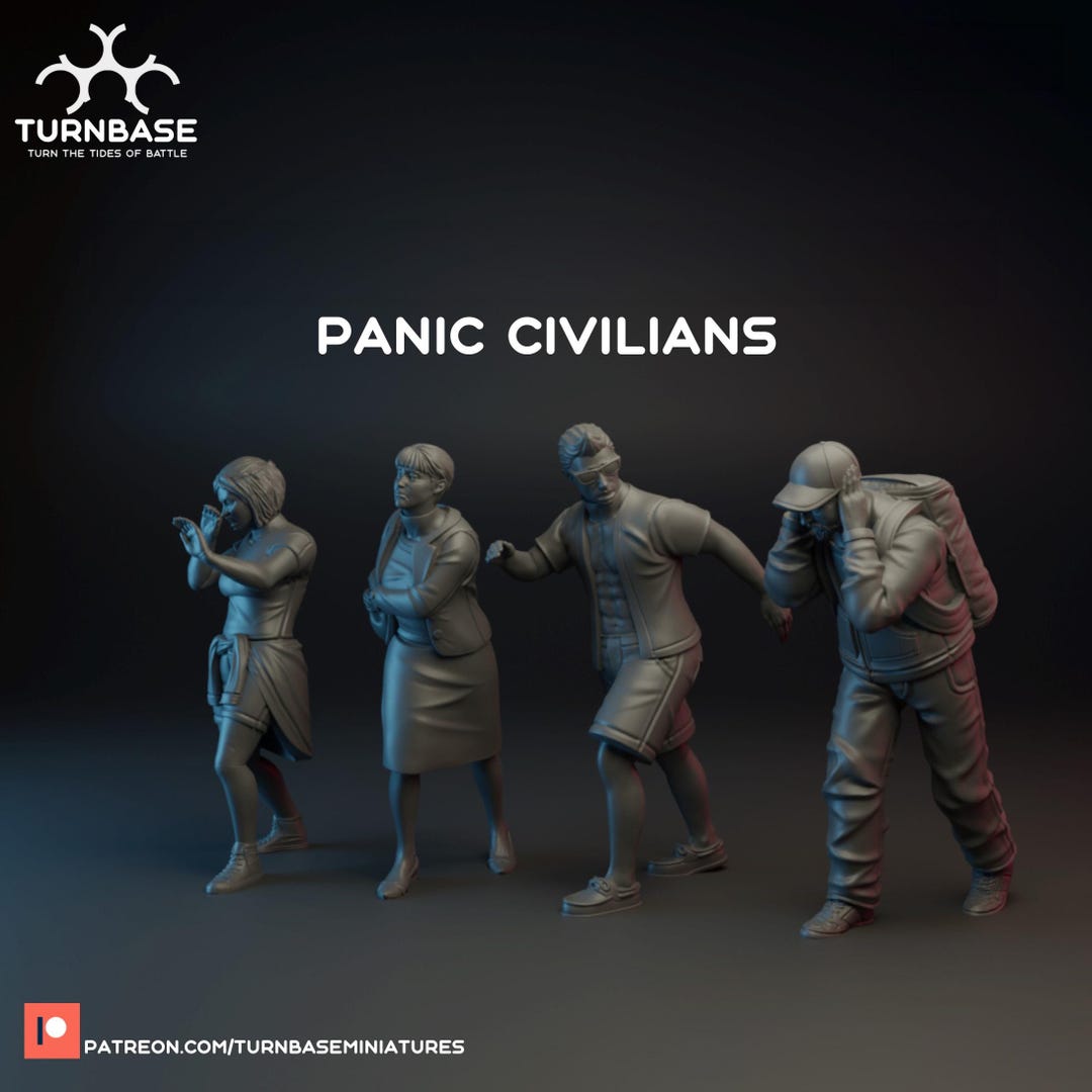 Panicked Civilians Set of 4 Turnbase Miniatures Miniature Wargaming ...