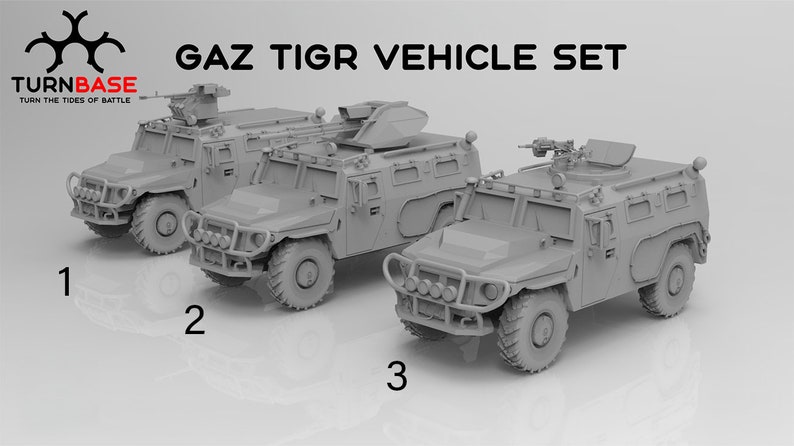 GAZ 2975 TIGR Armored Vehicle 3 Types Turnbase Miniatures Miniature ...
