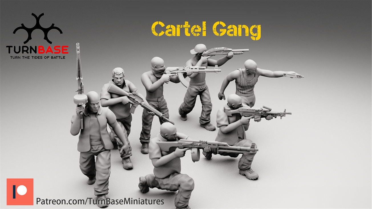 Cartel Gang Set of 7 Turnbase Miniatures Miniature Wargaming 28mm ...