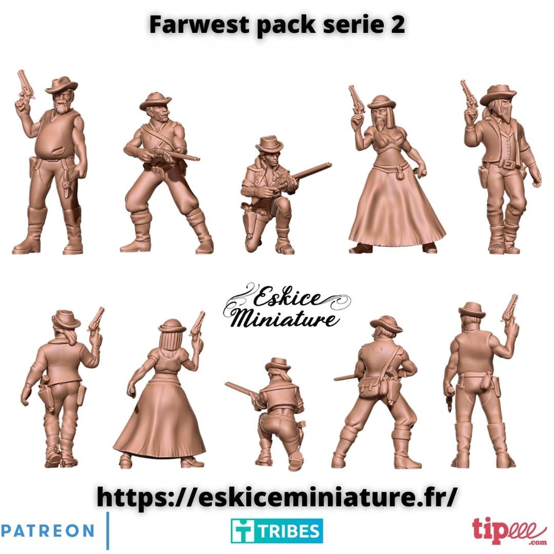 Cowboys & Bandits Far West Pack Set of 5 | Eskice Miniature | Miniature ...