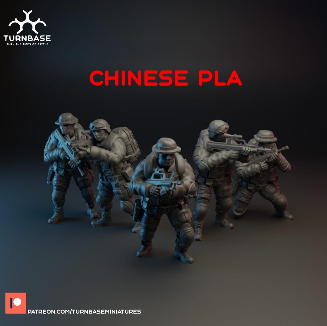 Chinese Pla Set of 5 | Turnbase Miniatures | Miniature | Wargaming ...