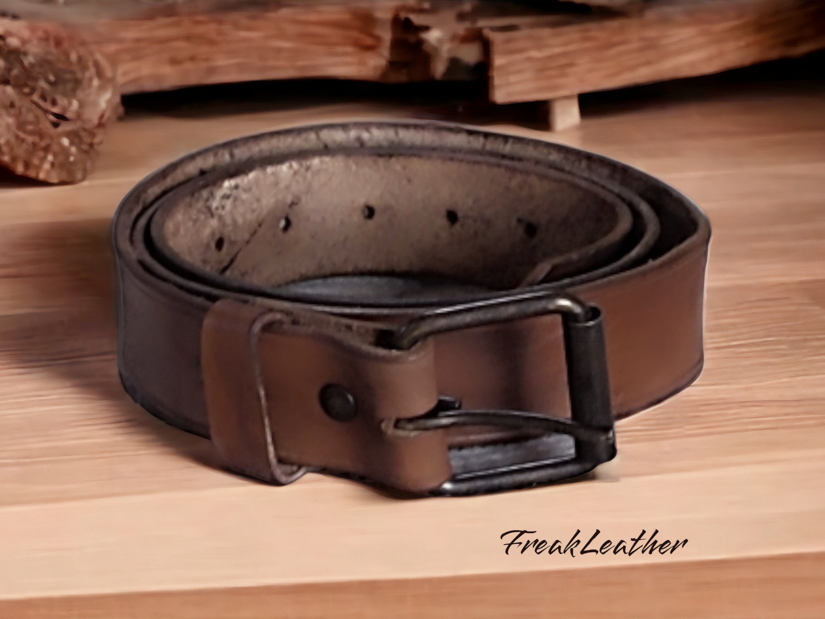 Handmade Rustic Leather Belt 1.5 Inch Wide, Very Heavy Duty Work Belt ...