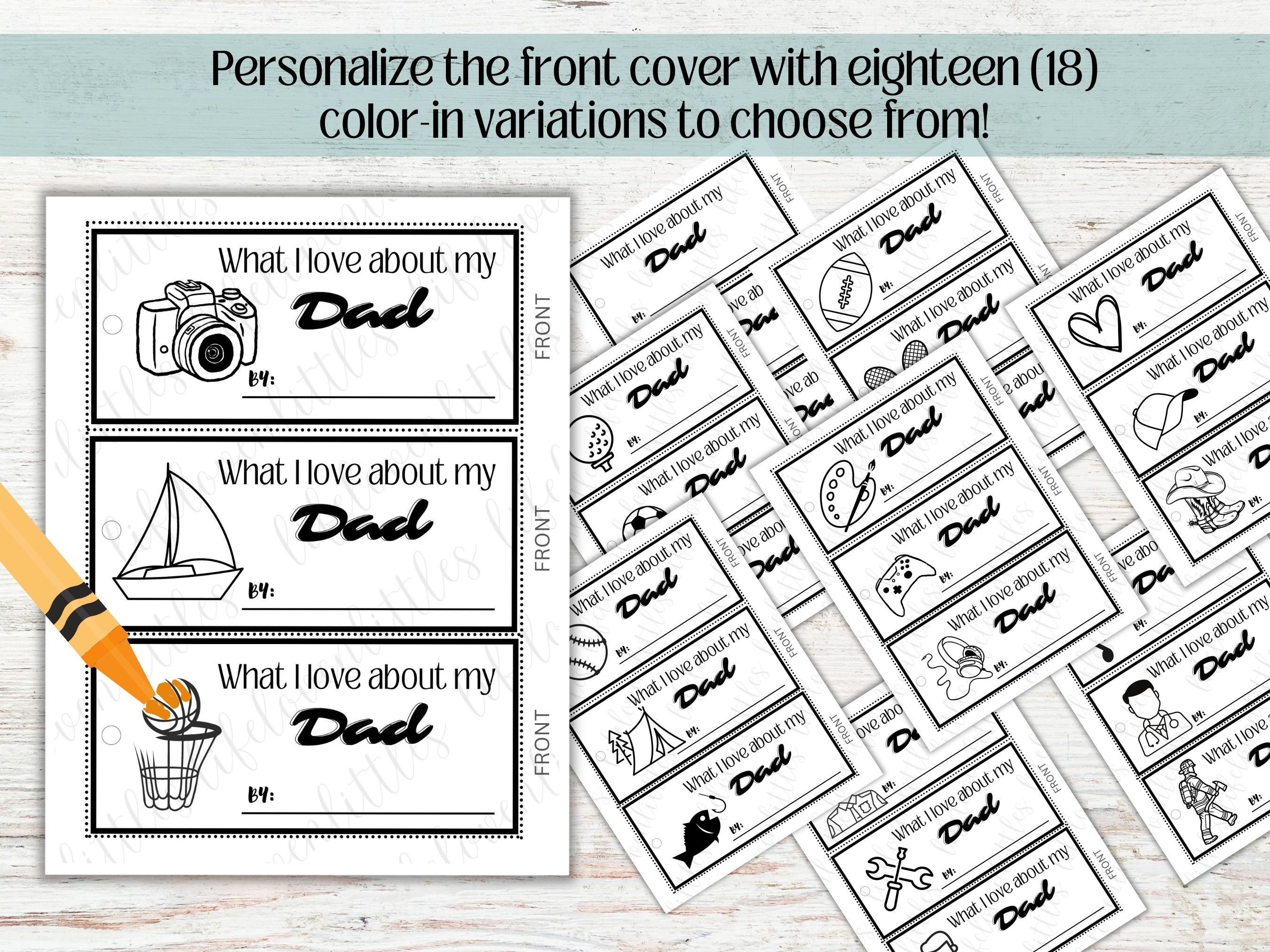 What I Love About My DAD, Father's Day Keepsake, Printable Handmade ...