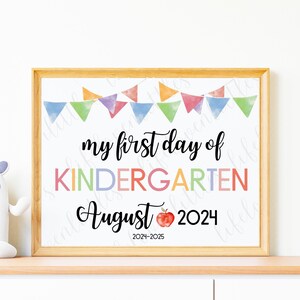 First Day of Kindergarten School Sign Printable 2024 Back to School ...