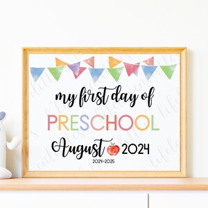 First Day of Preschool Sign Printable 2024 Back to School Prop Sign My ...