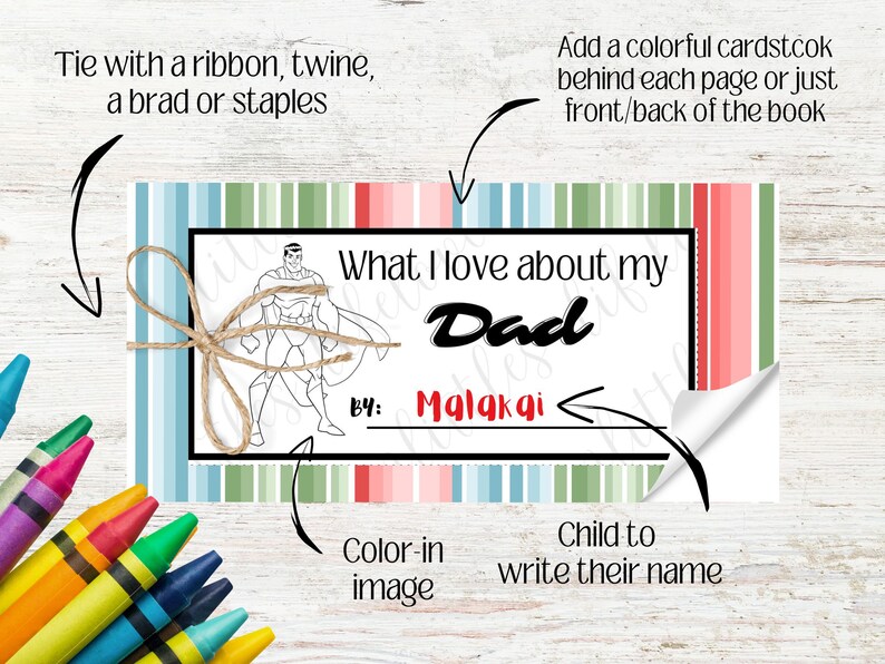 What I Love About My DAD, Father's Day Keepsake, Printable Handmade ...