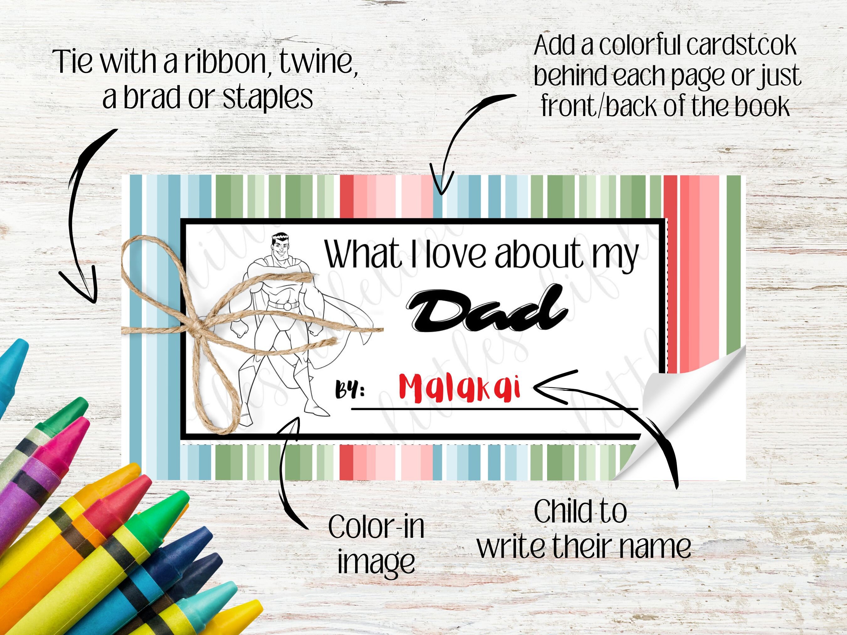 What I Love About My DAD, Father's Day Keepsake, Printable Handmade ...