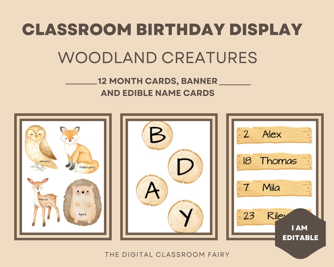 Customisable Birthday Wall Chart - Woodland Creatures - Etsy