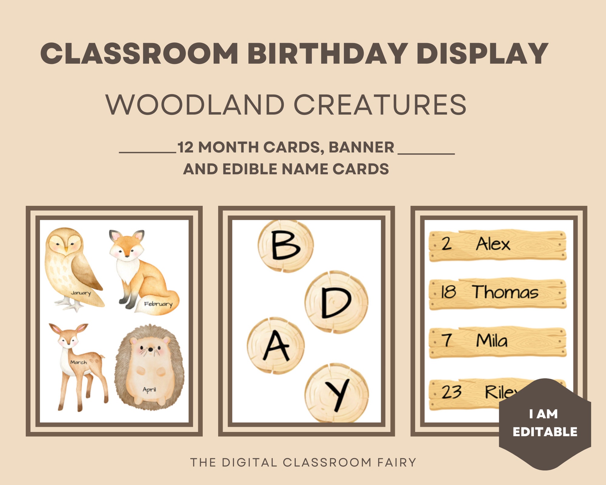 Customisable Birthday Wall Chart - Woodland Creatures - Etsy