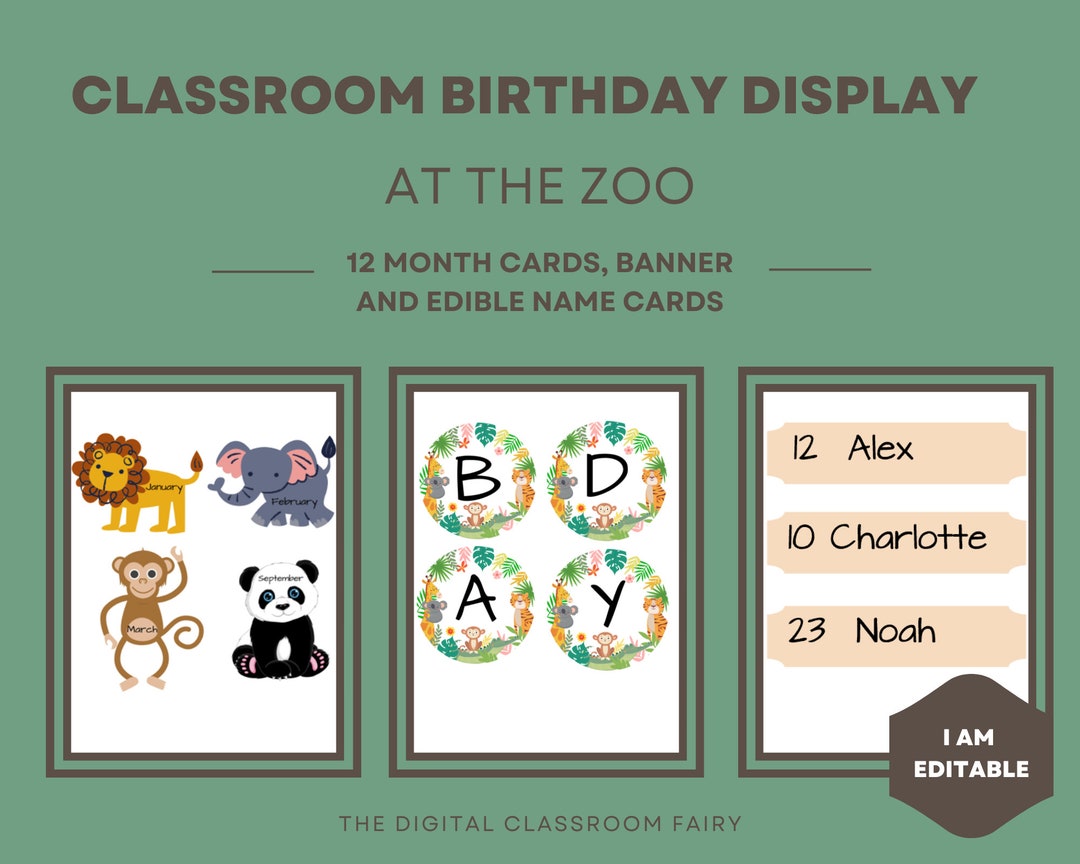 Customisable Birthday Wall Chart - at the Zoo - Etsy