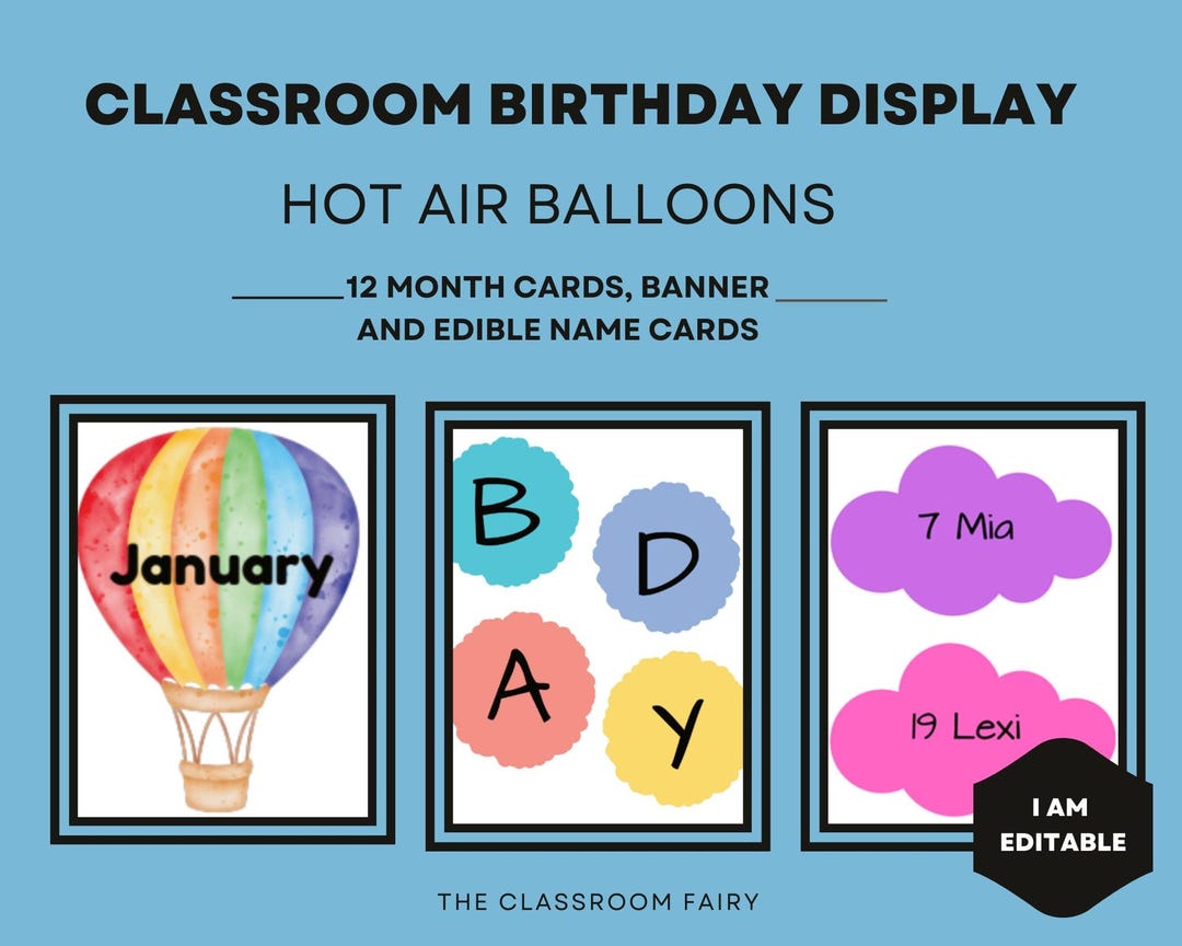 Customisable Birthday Wall Chart - Hot Air Balloons - Etsy