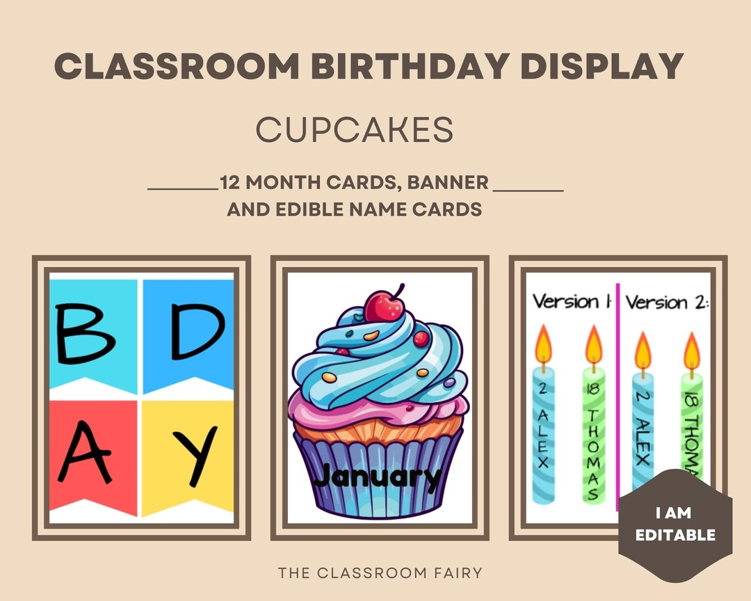 Customisable Birthday Wall Chart - Cupcakes - Etsy