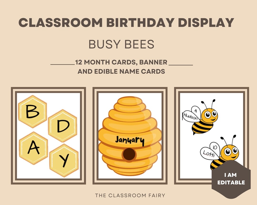 Customisable Birthday Wall Chart - Busy Bees - Etsy