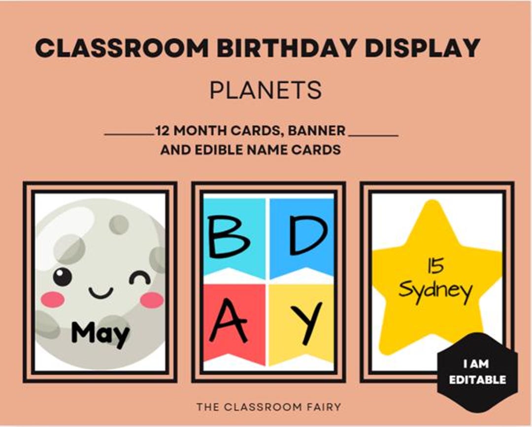 Customisable Birthday Wall Chart - Planets - Etsy