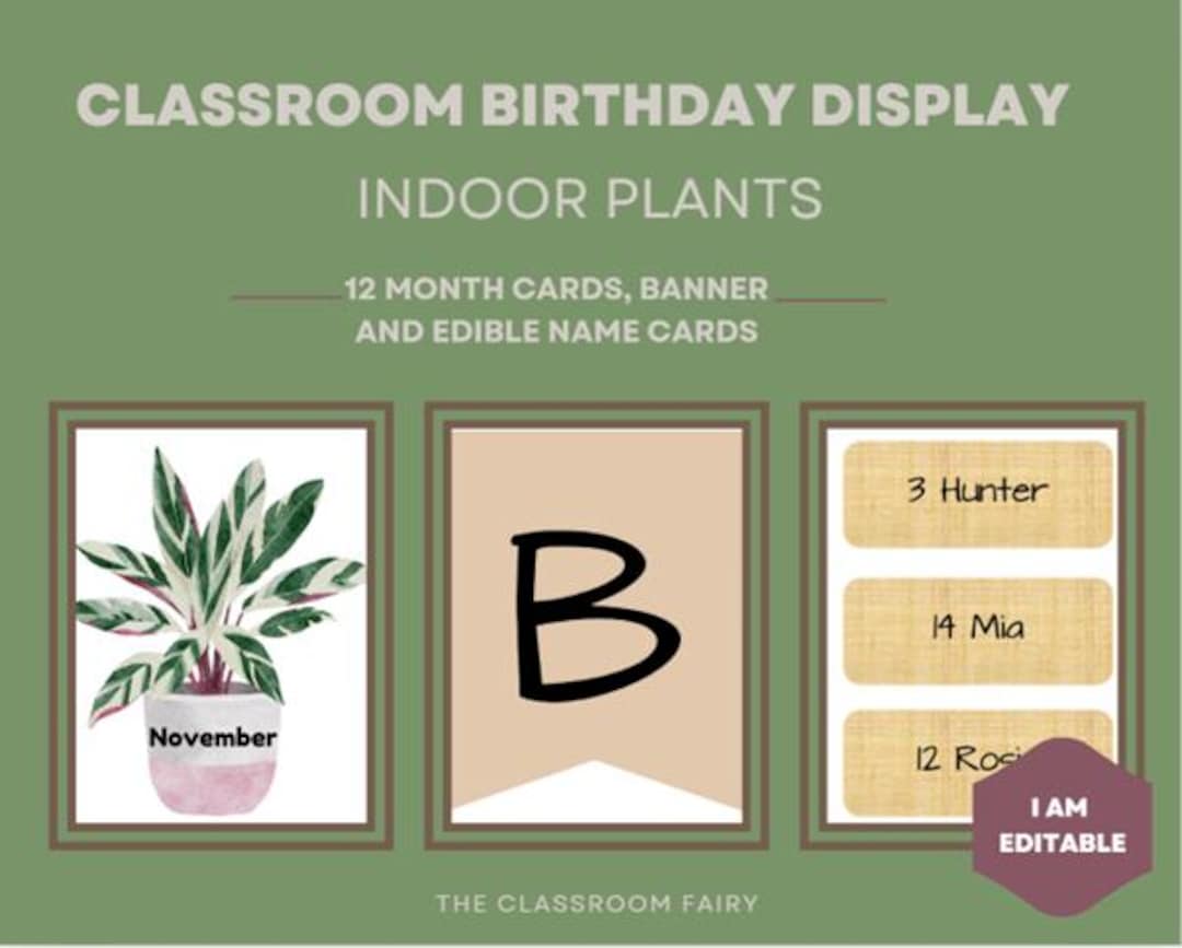 Customisable Birthday Wall Chart - Indoor Plants - Etsy