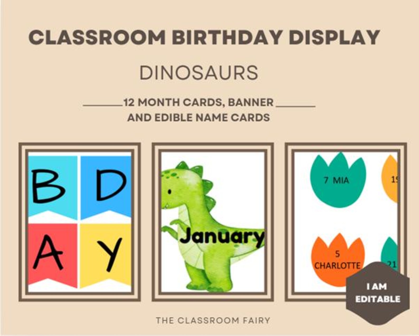 Customisable Birthday Wall Chart - Dinosaurs - Etsy