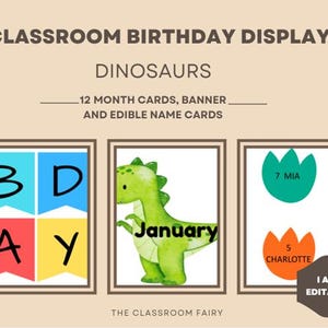Customisable Birthday Wall Chart - Dinosaurs - Etsy