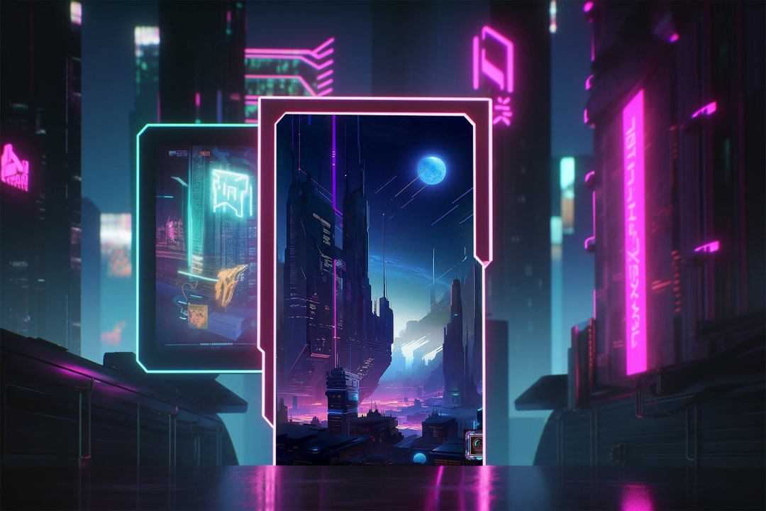 Poster Art Cyberpunk Digital Download Collectible || "technotopia" Series || Neon Mars ...