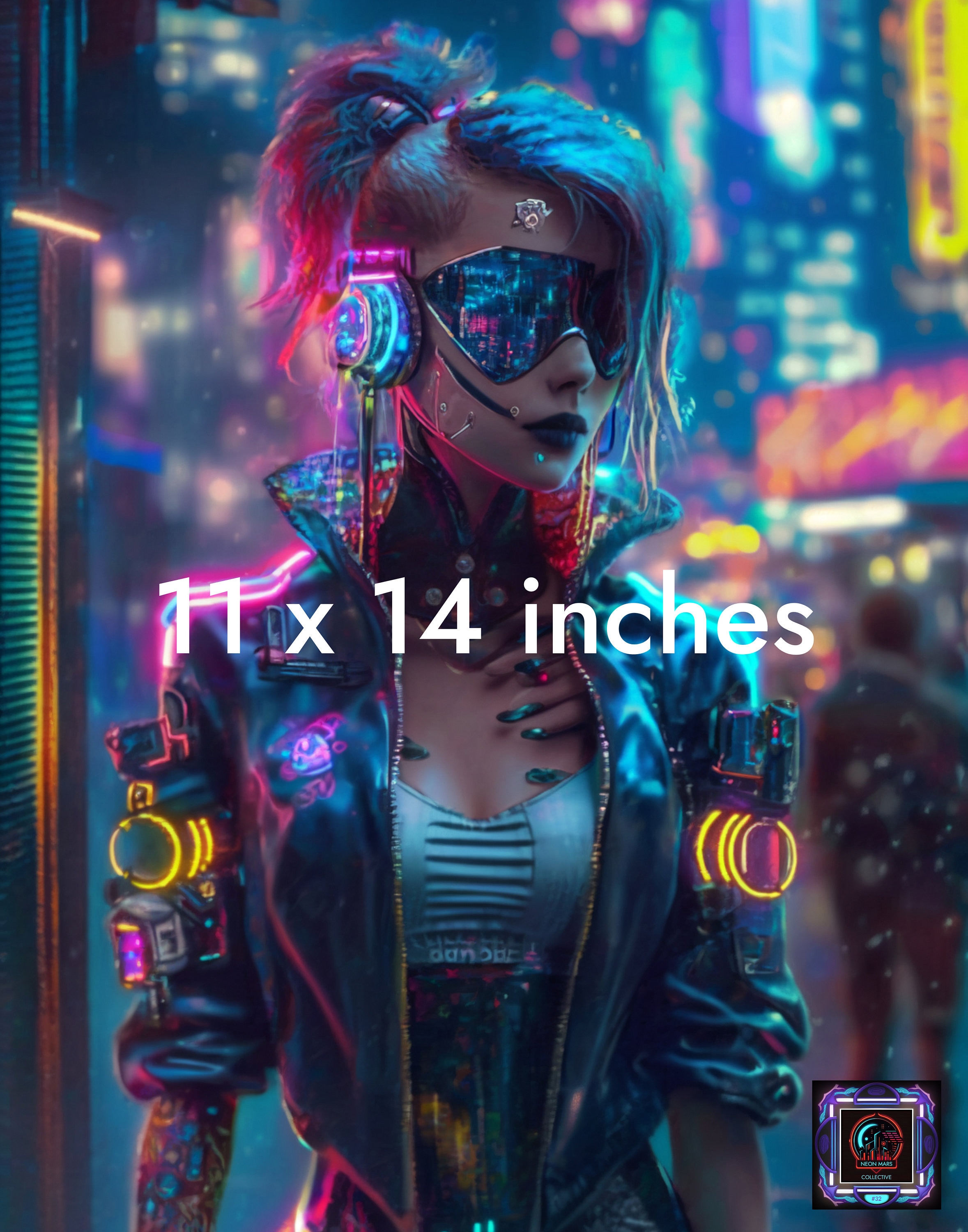 Premium Matte Vertical Posters Cyberpunk Collectible Poster Art future Humanity Ii Series Neon ...