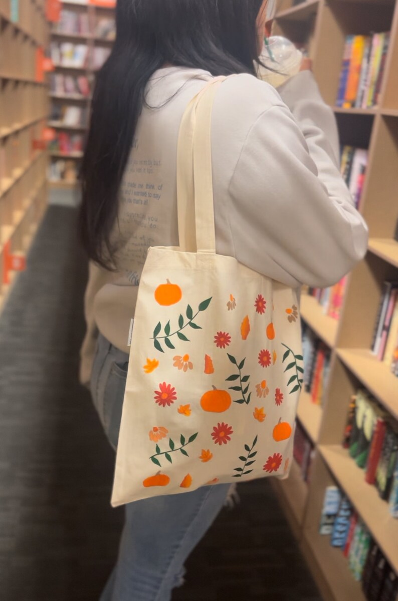 Fall Things Hand Painted Tote Bag, Eco Friendly Reusable Tote Bag ...