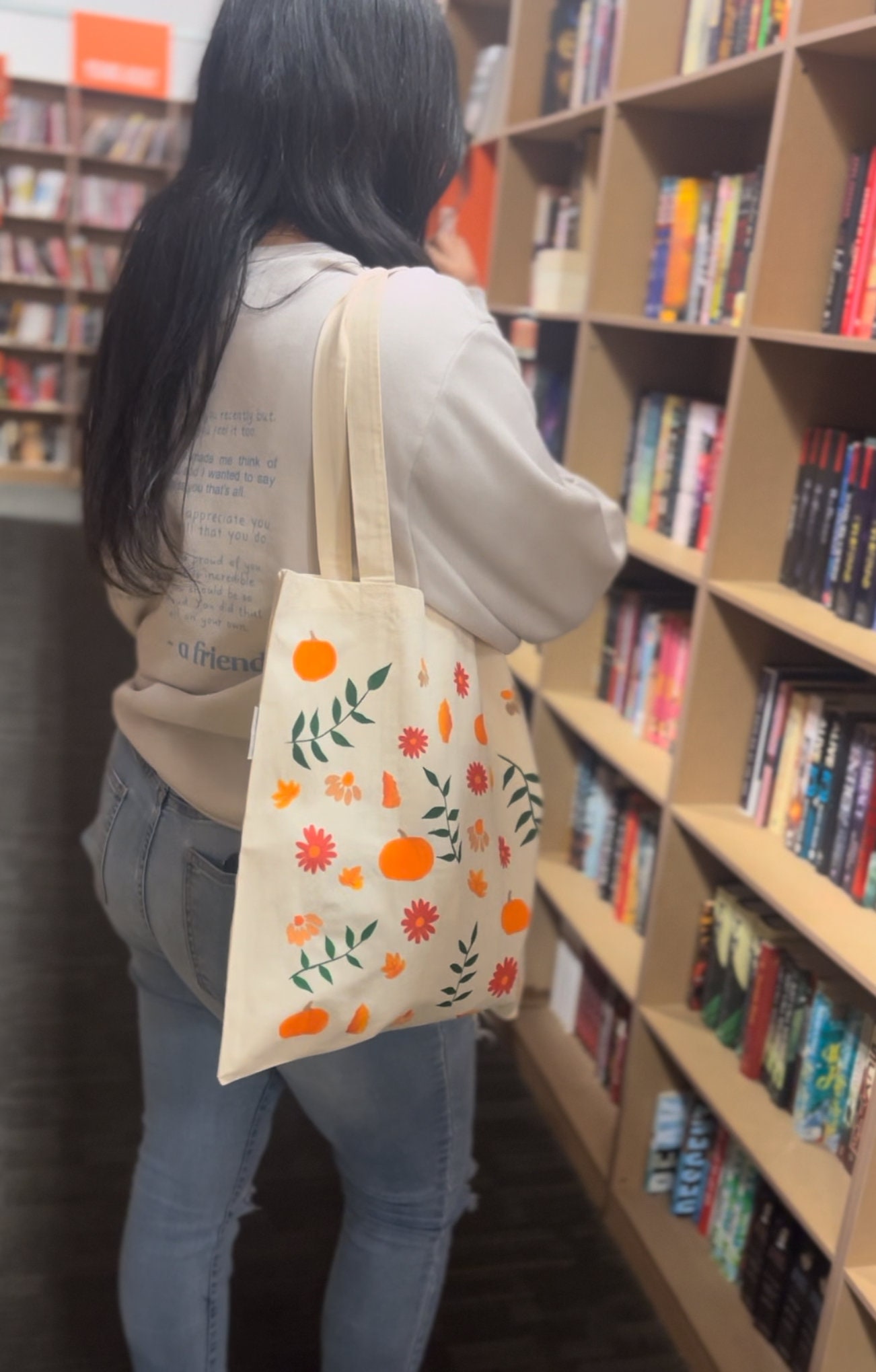 Fall Things Hand Painted Tote Bag, Eco Friendly Reusable Tote Bag ...