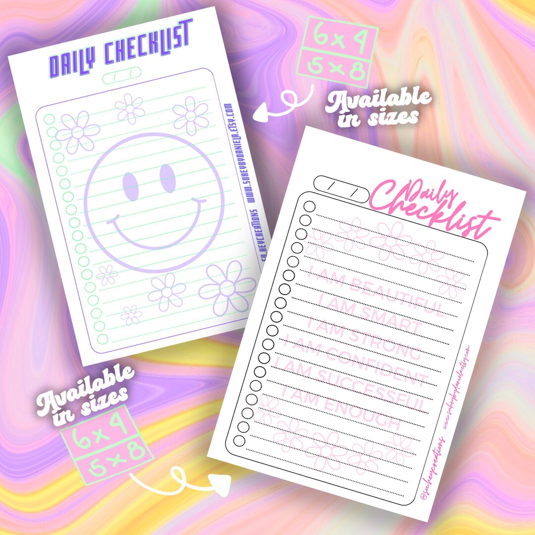 Daily Checklist Planner, To-do List, Stationery Pad, Memo Pad, for Work ...