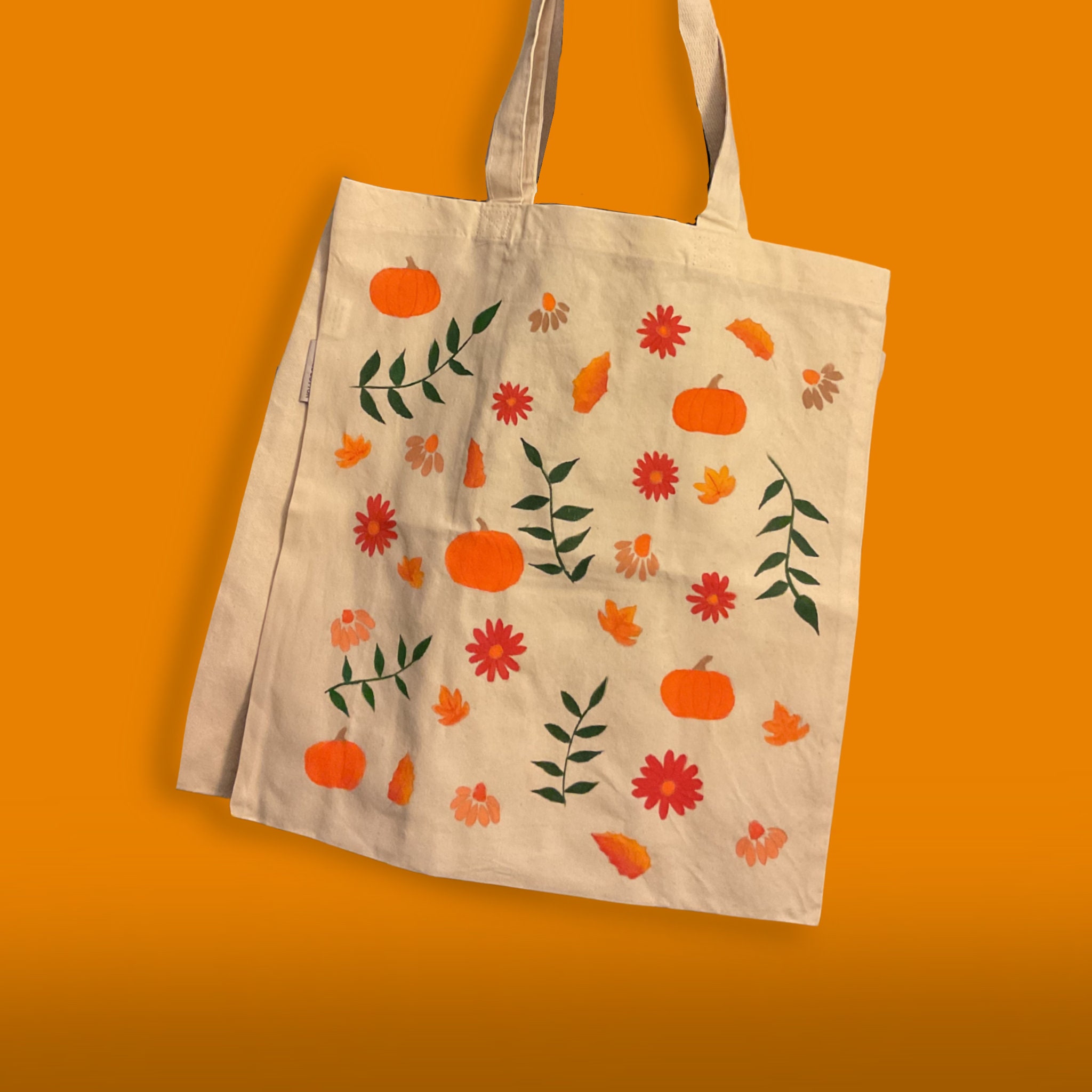 Fall Things Hand Painted Tote Bag, Eco Friendly Reusable Tote Bag ...